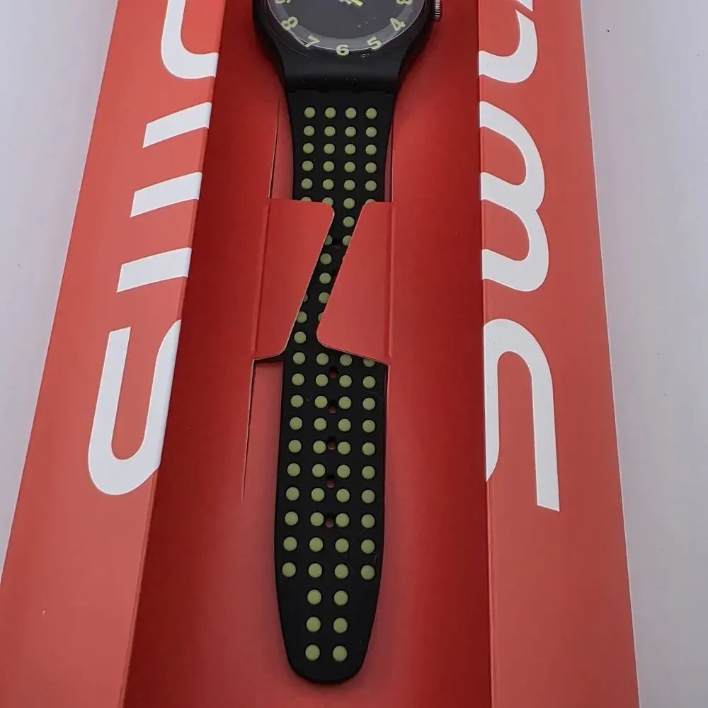 Swatch | Accessories | Swatch Punti Gialli Black Silicone Watch Green ...